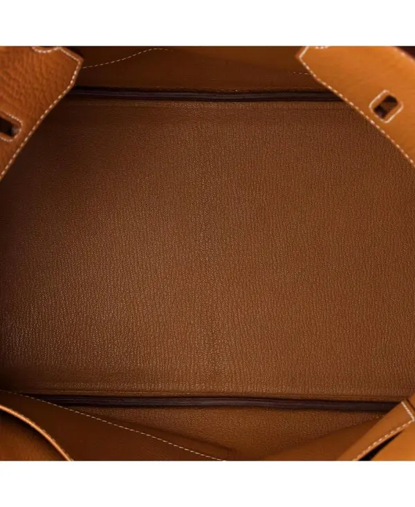 Hermès Birkin 35 Handbag Brown Fjord With Palladium Hardware - Gold