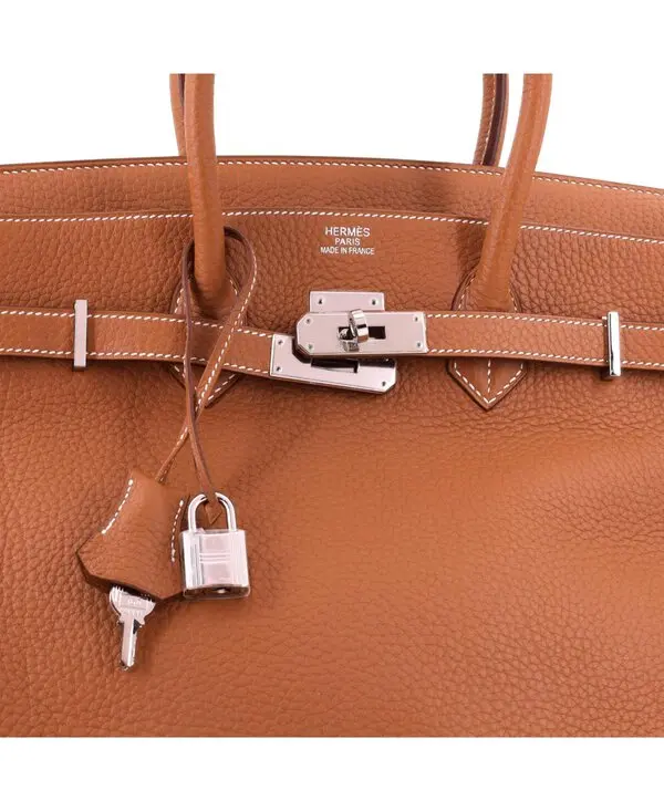 Hermès Birkin 35 Handbag Brown Fjord With Palladium Hardware - Gold