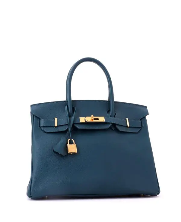 Hermès Birkin 30 Handbag Blue Epsom With Gold Hardware - Colvert