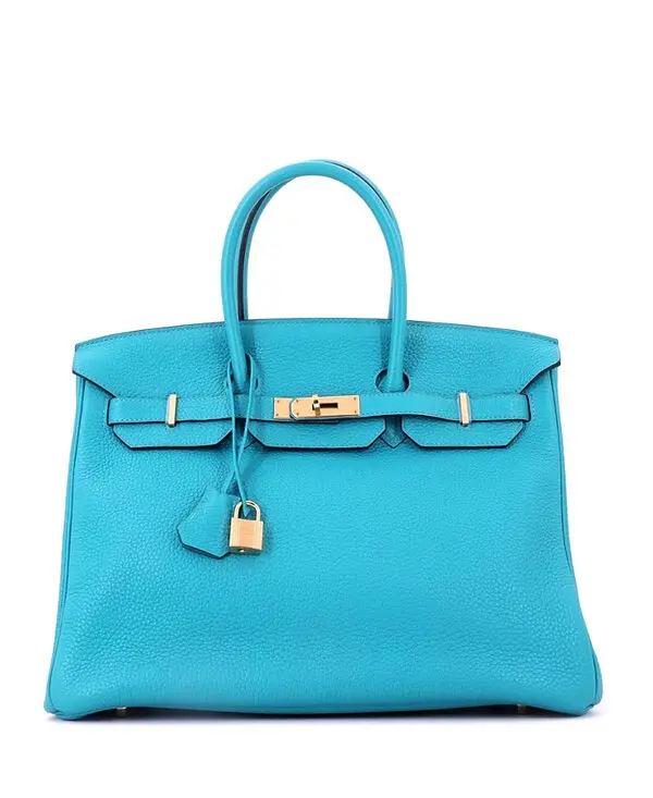 Hermès Birkin 35 Handbag Blue Togo With Gold Hardware - Turquoise