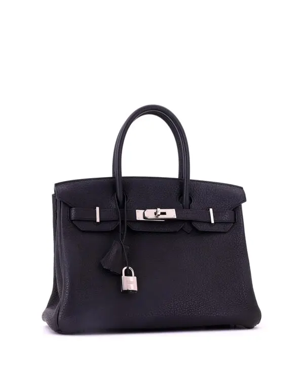 Hermès Birkin 30 Handbag Black Fjord With Palladium Hardware