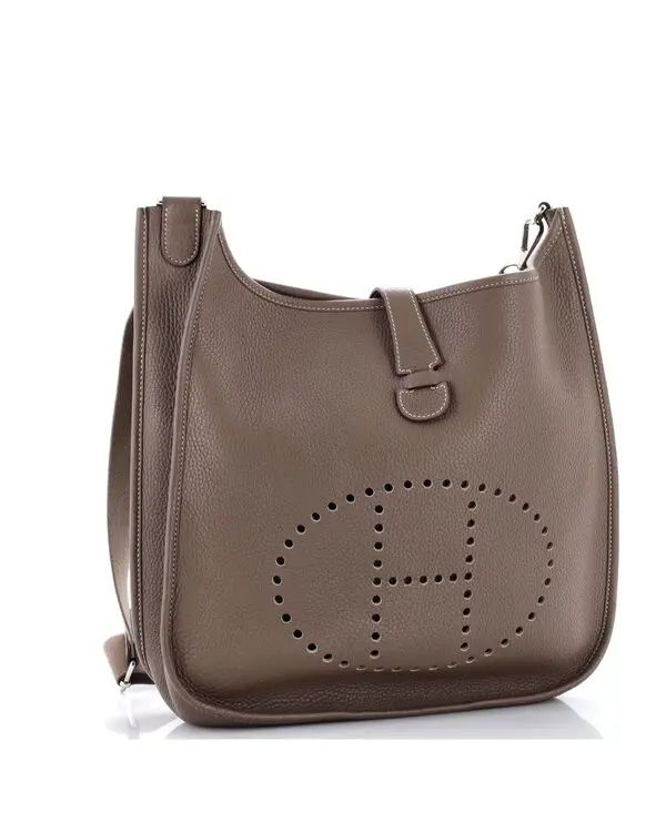 Hermès Gm Evelyne Bag Gen Iii Clemence - Gray