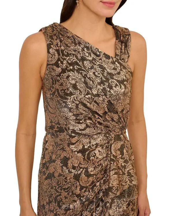 Adrianna Papell Metallic Crinkled Textured Gown