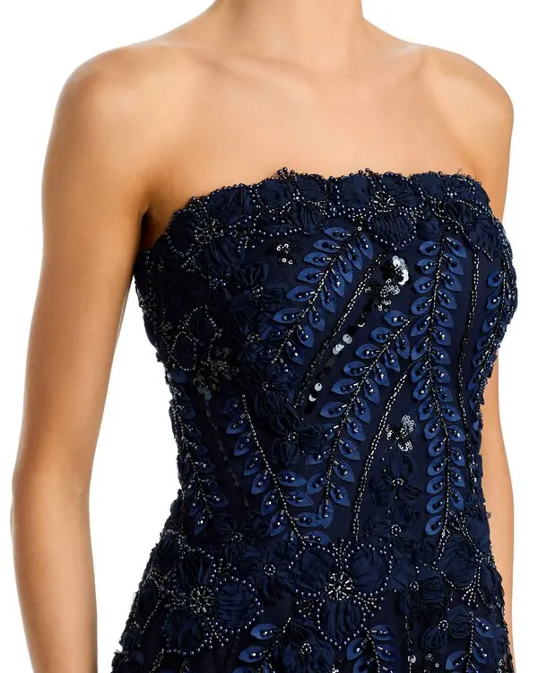 Rickie Freeman For Teri Jon Embellished Tulle Strapless Gown