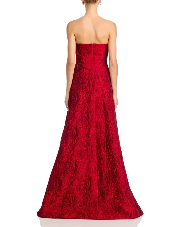 Rickie Freeman For Teri Jon Rose Jacquard Strapless Gown
