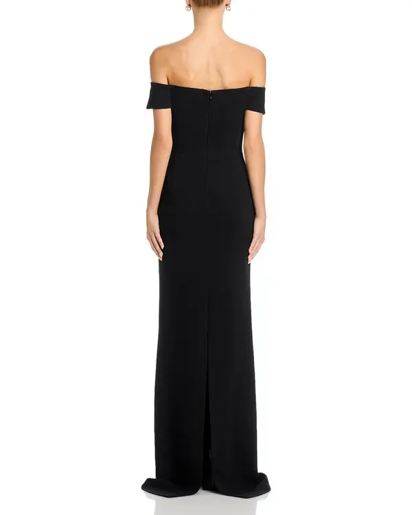 Rickie Freeman For Teri Jon Crepe Asymmetric Neck Embellished Gown
