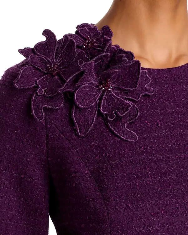 Rickie Freeman For Teri Jon 3d Flower Boucle A Line Dress