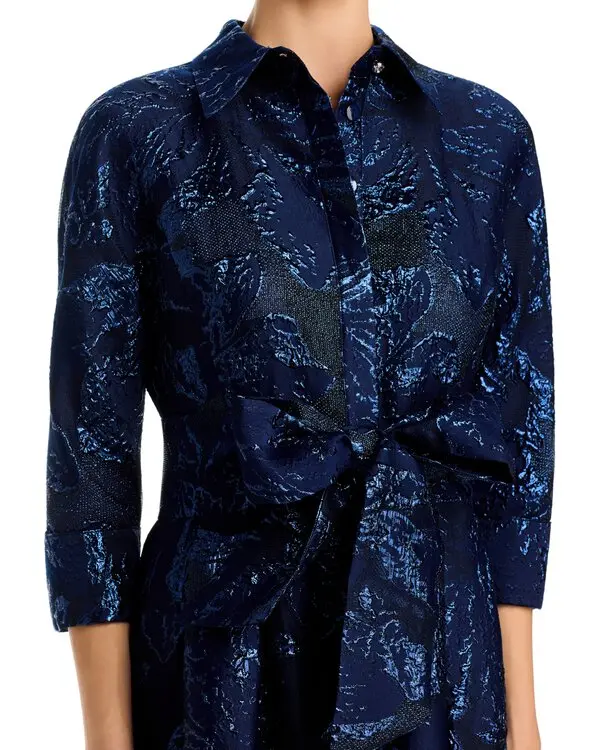 Rickie Freeman For Teri Jon Metallic Jacquard Shirtdress