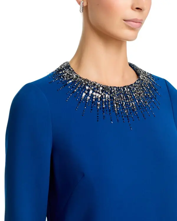 Rickie Freeman For Teri Jon Embellished Three Quarter Sleeve Shift Dress
