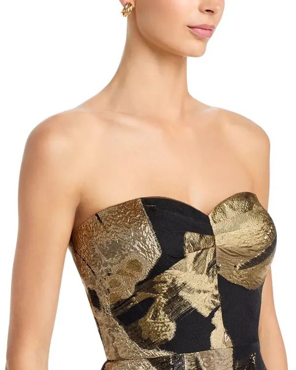 Rickie Freeman For Teri Jon Organza Jacquard Strapless Gown