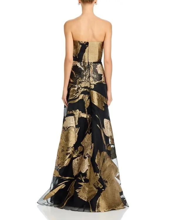 Rickie Freeman For Teri Jon Organza Jacquard Strapless Gown