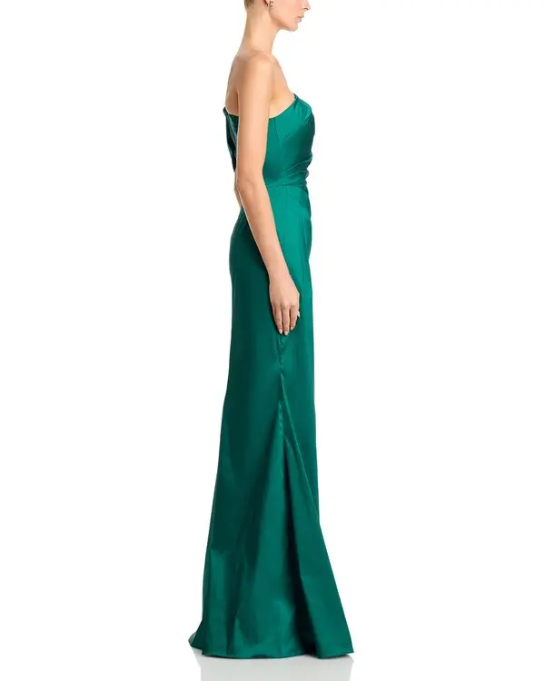 Rickie Freeman For Teri Jon Taffeta One Shoulder Bow Gown