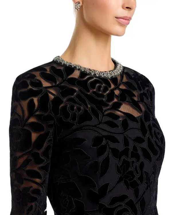 Rickie Freeman For Teri Jon Velvet Burnout Peplum Dress