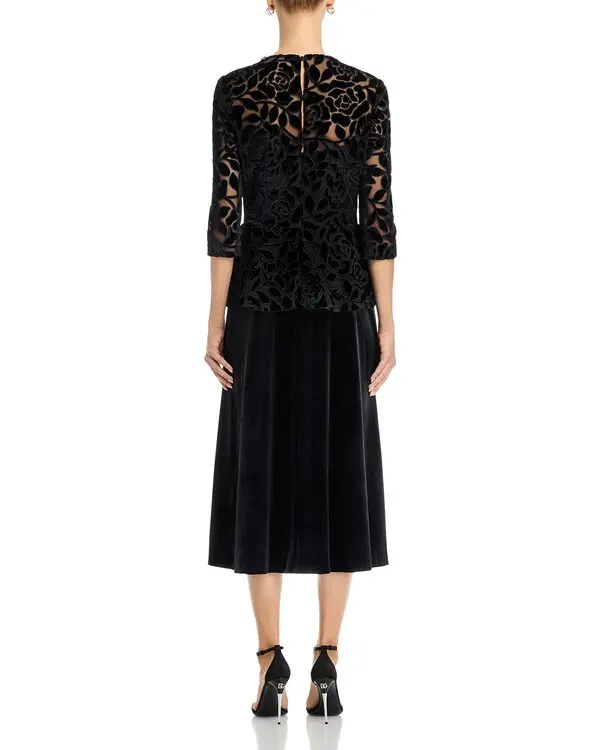 Rickie Freeman For Teri Jon Velvet Burnout Peplum Dress