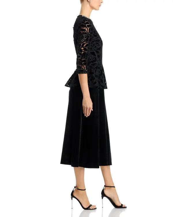 Rickie Freeman For Teri Jon Velvet Burnout Peplum Dress