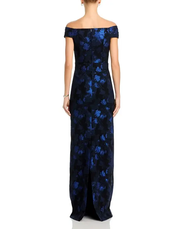 Rickie Freeman For Teri Jon Jacquard Off-the-shoulder Column Gown