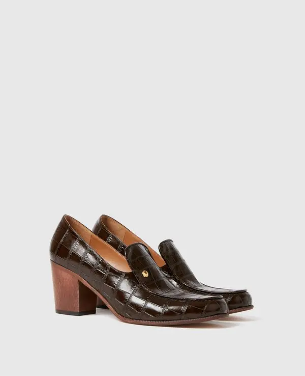 Stella McCartney Croc-embossed Block-heel Loafers