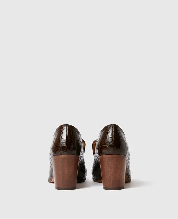 Stella McCartney Croc-embossed Block-heel Loafers