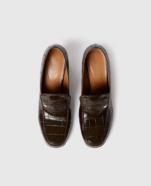 Stella McCartney Croc-embossed Block-heel Loafers
