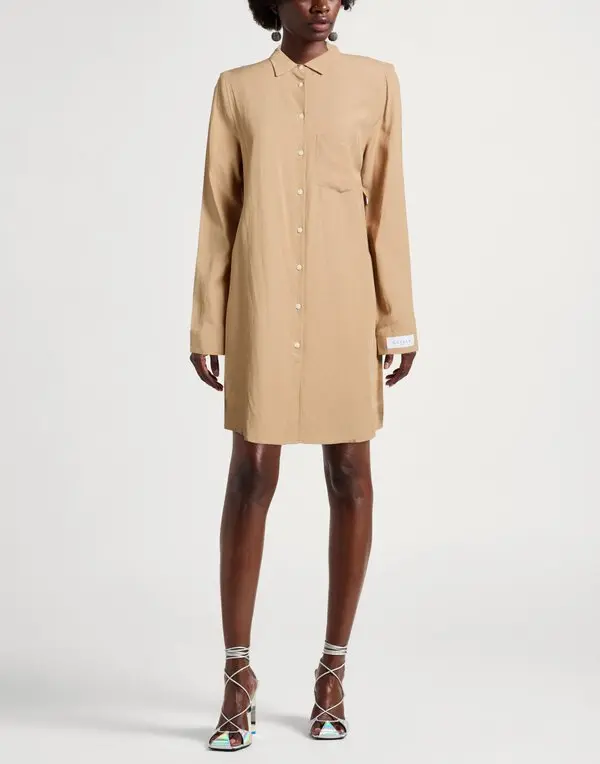 GAELLE PARIS Mini Dress Camel Size Viscose, Linen - Beige