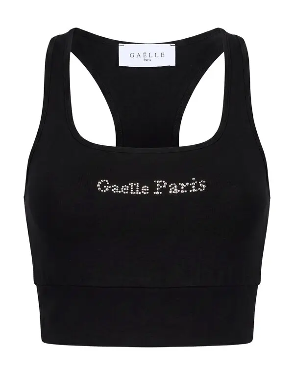 GAELLE PARIS Top Size Cotton, Elastane - Black