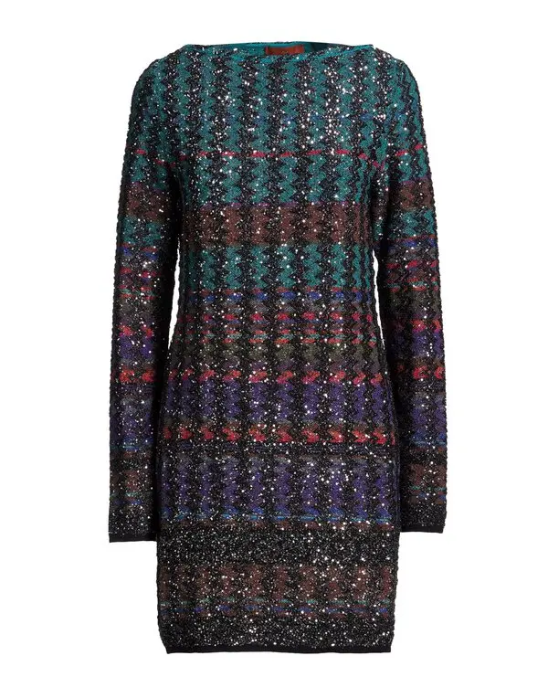 Missoni Mini Dress Deep Teal Size Polyamide, Viscose, Polyester