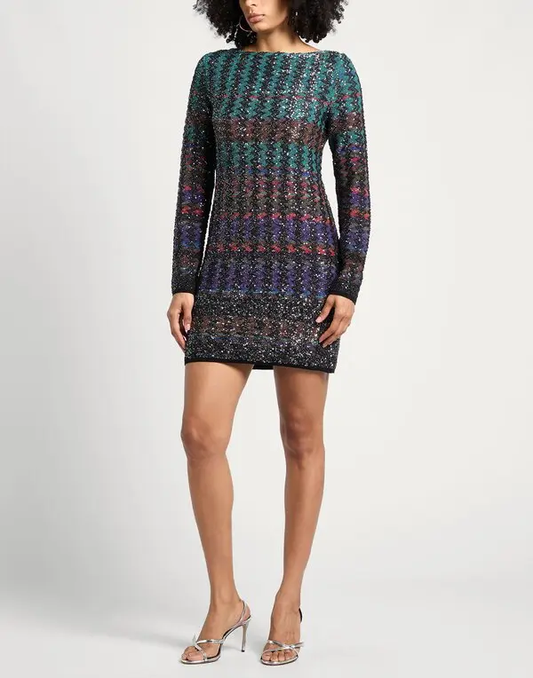 Missoni Mini Dress Deep Teal Size Polyamide, Viscose, Polyester