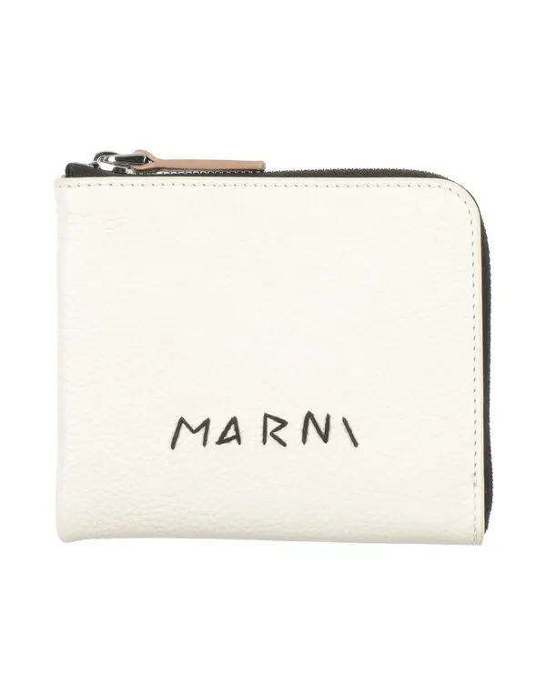 Marni Cardholder Ivory Cow Leather, Ovine Leather