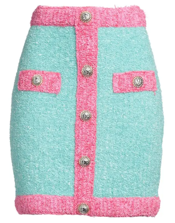 Balmain Mini Skirt Turquoise Size Cotton, Viscose, Polyamide, Polyester
