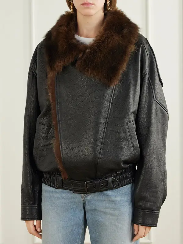 Saint Laurent Belted Shearling Jacket