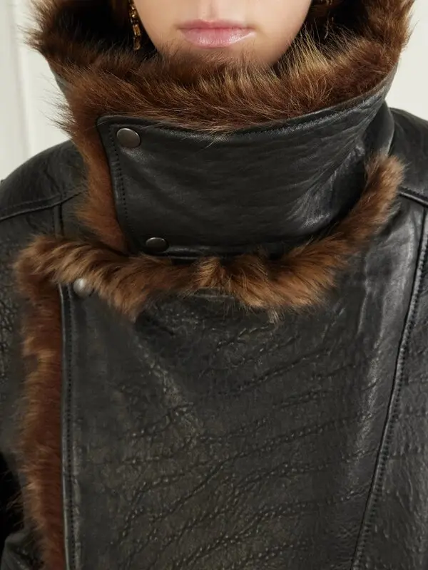 Saint Laurent Belted Shearling Jacket