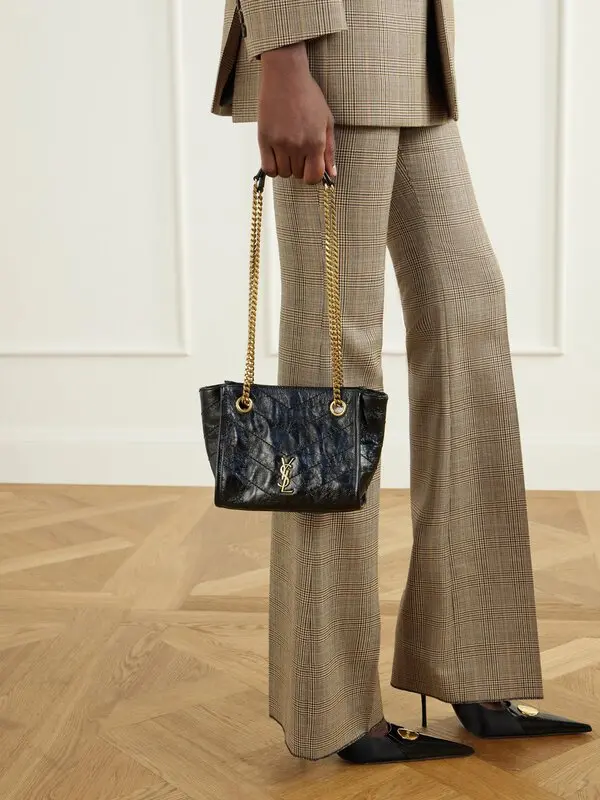 Saint Laurent Niki Matelassé Suede Shoulder Bag