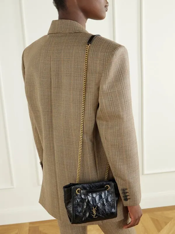 Saint Laurent Niki Matelassé Suede Shoulder Bag