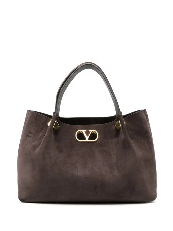 Valentino Garavani Vlogo Signature Large Suede Leather Tote