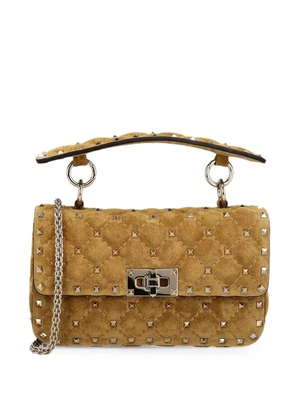 Valentino Garavani Rockstud Spike Small Leather Shoulder Bag - Beige