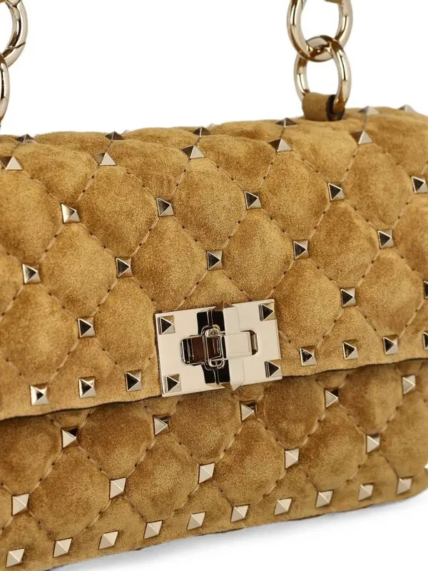 Valentino Garavani Rockstud Spike Small Leather Shoulder Bag - Beige