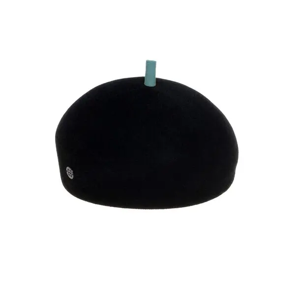SIBI HATS Black / Blue Cloé Black Beret Hat With Blue Swirl
