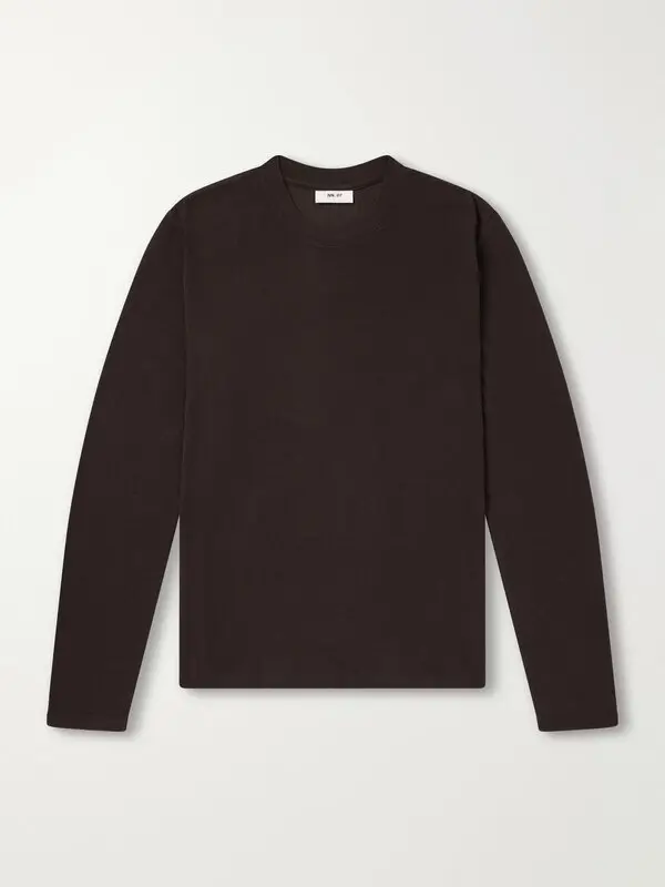 Nn07 Clive Waffle-knit Cotton And Modal-blend T-shirt - Brown