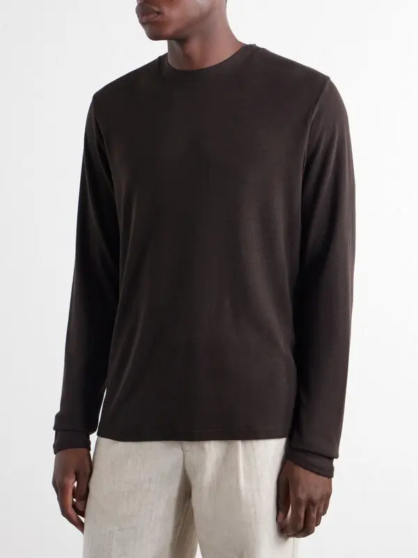 Nn07 Clive Waffle-knit Cotton And Modal-blend T-shirt - Brown
