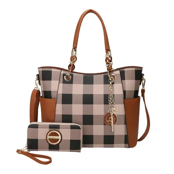 MKF COLLECTION BY MIA K. Bonita Tote Bag & Wallet Set Cognac