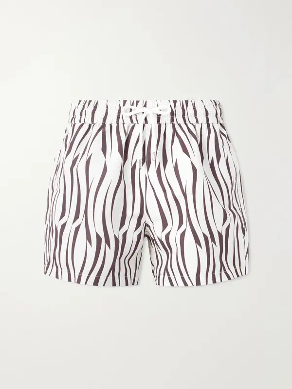 Frescobol Carioca Rio Straight-leg Mid-length Printed Recycled Swim Shorts - Neutrals