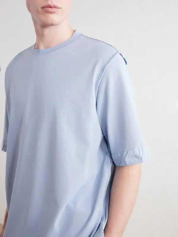 CASEY CASEY Felix Garment-dyed Cotton-jersey T-shirt - Blue