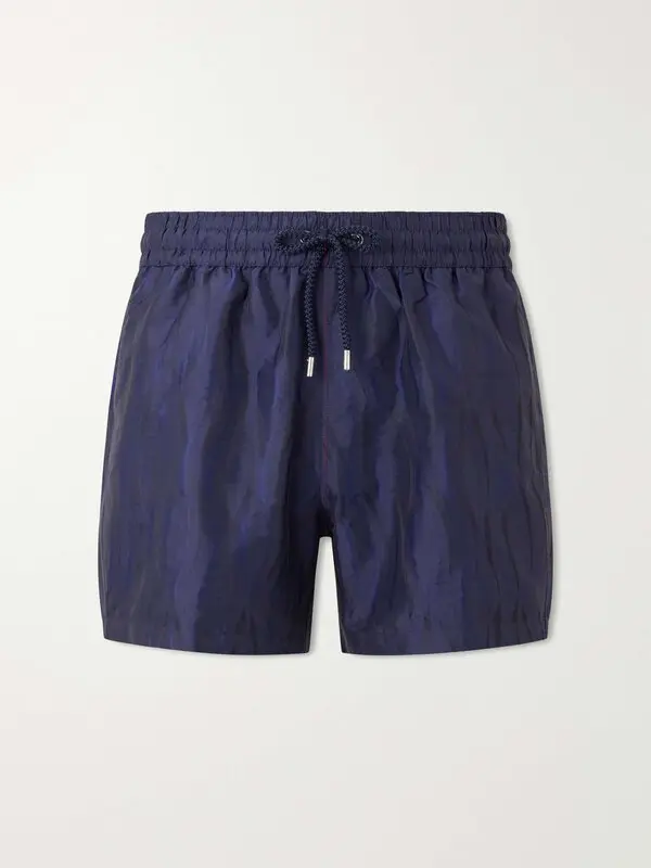 Frescobol Carioca Rio Straight-leg Mid-length Printed Recycled Swim Shorts - Navy