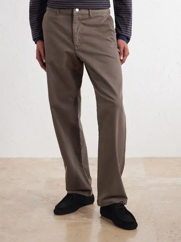 Nn07 Aden 1923 Straight-leg Organic Cotton-blend Twill Trousers - Brown