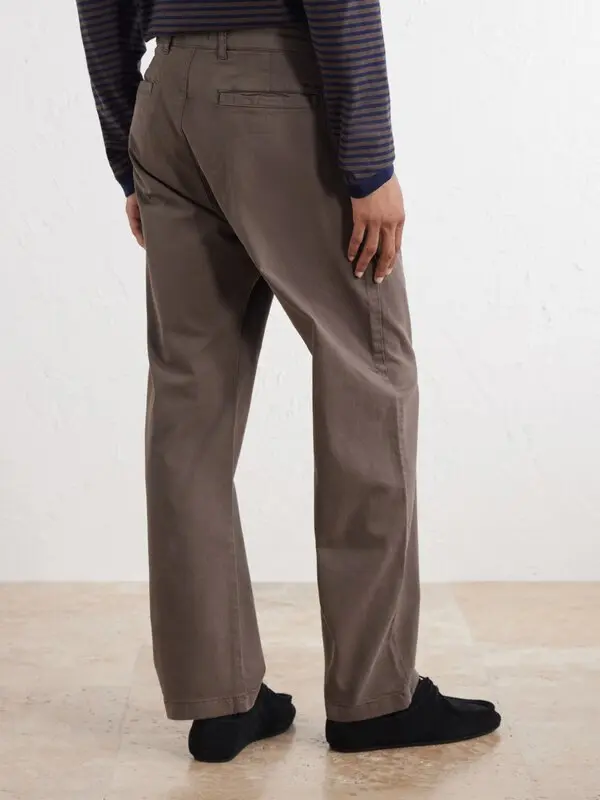 Nn07 Aden 1923 Straight-leg Organic Cotton-blend Twill Trousers - Brown