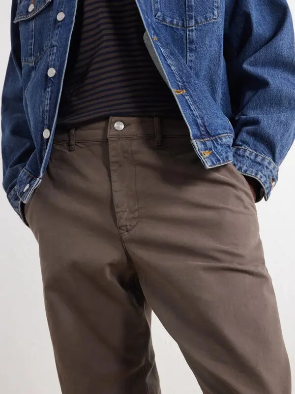Nn07 Aden 1923 Straight-leg Organic Cotton-blend Twill Trousers - Brown