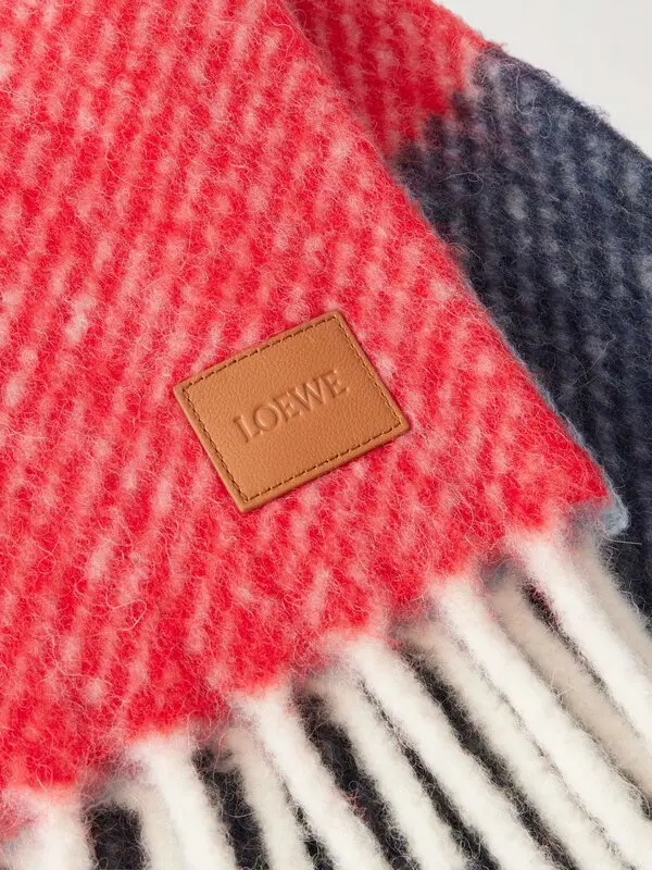 Loewe Fringed Striped Brushed Alpaca And Wool-blend Scarf
