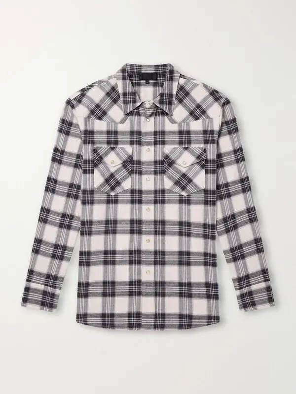 NILI LOTAN Travis Checked Cotton-flannel Shirt - Gray