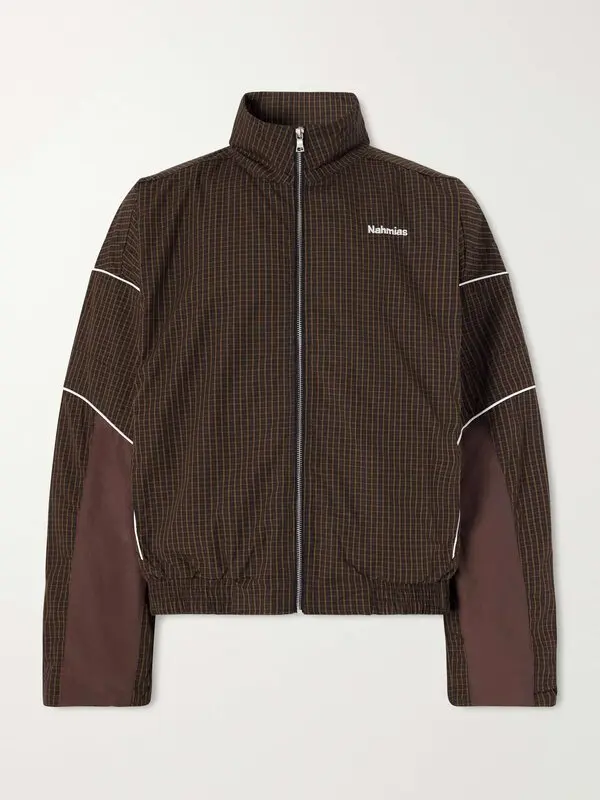 NAHMIAS Grid Checked Logo-embroidered Cotton Blouson Jacket