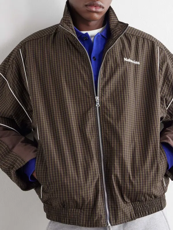 NAHMIAS Grid Checked Logo-embroidered Cotton Blouson Jacket